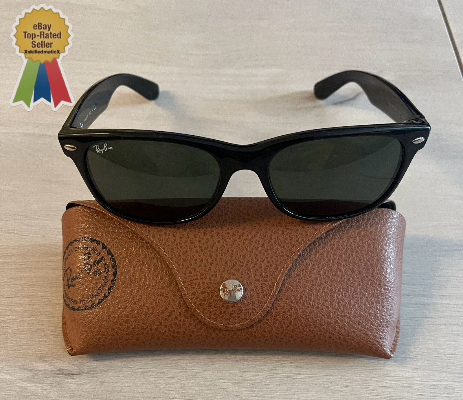 Ray-Ban Unisex New Wayfarer Polished Black With Case (Used) | eBay