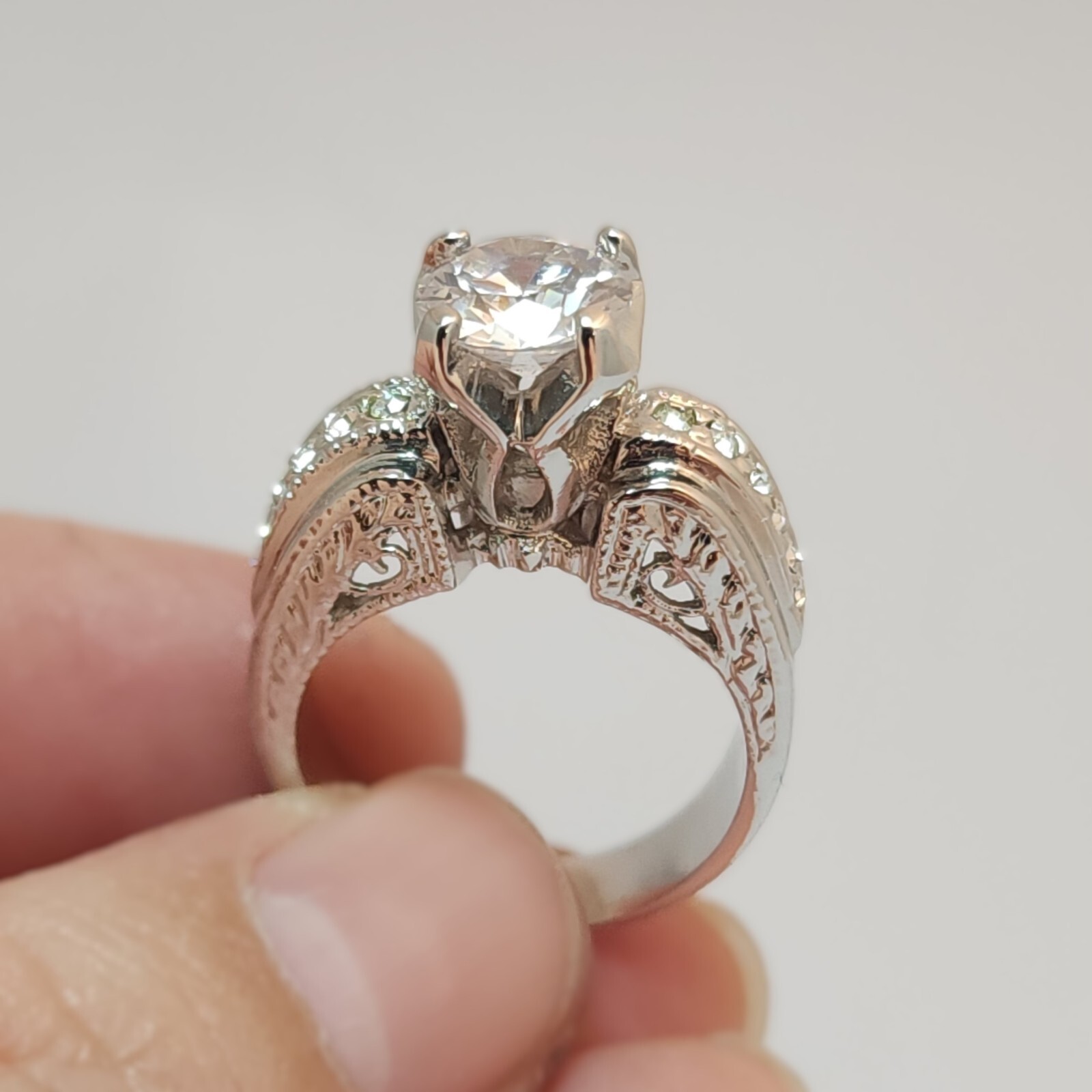 925 Sterling Silver Engagement Ring with 2ct. Cubic Zirconia RG005A, B, C | eBay