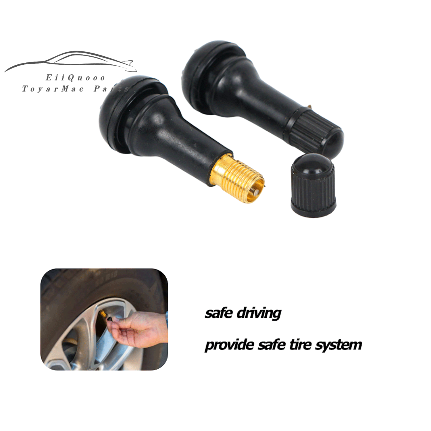 1 set of 4 pcs TR413 SNAP-IN TIRE VALVE STEMS WITH CAPS BLACK RUBBER | eBay