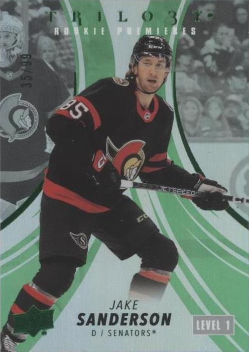 2022-23 Upper Deck Trilogy - Rookie Premieres Jake Sanderson #140 Green ...