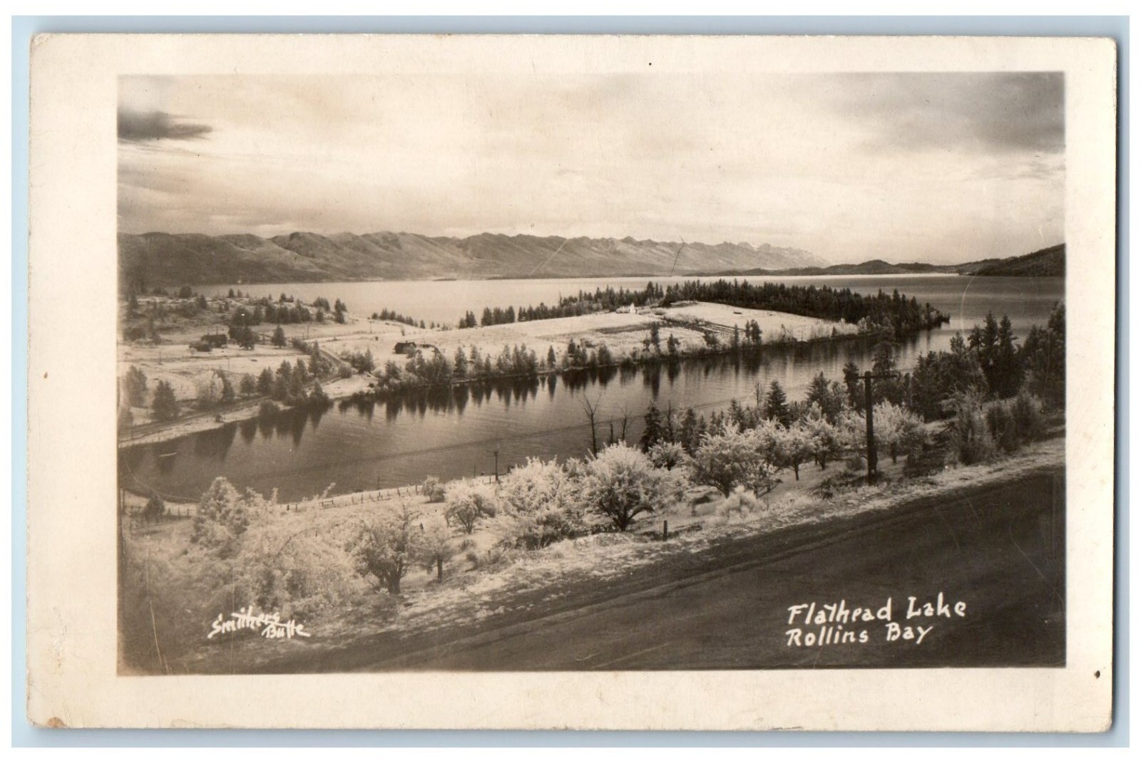 Rollins Montana MT Postcard RPPC Photo View Of Flathead Lake c1940's ...