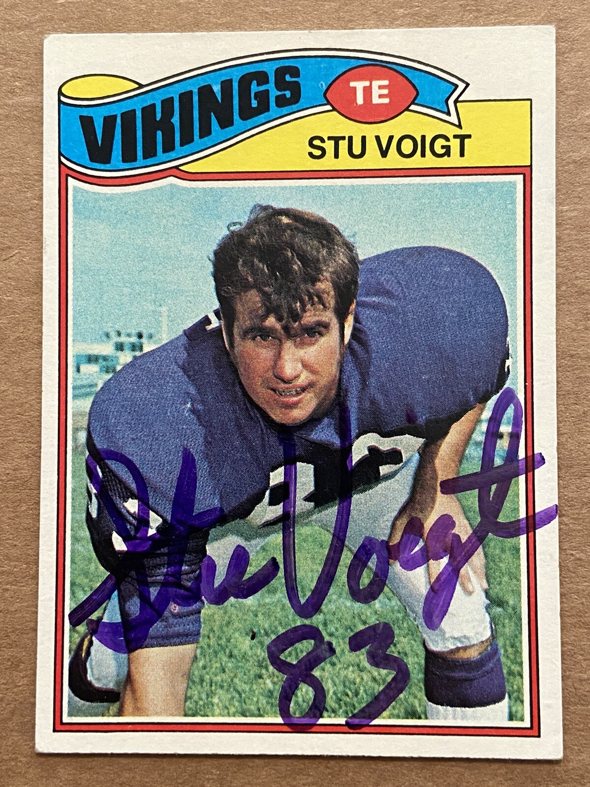 STU VOIGT Hand Signed 1977 Topps #271 Vikings Wisconsin Badgers ...