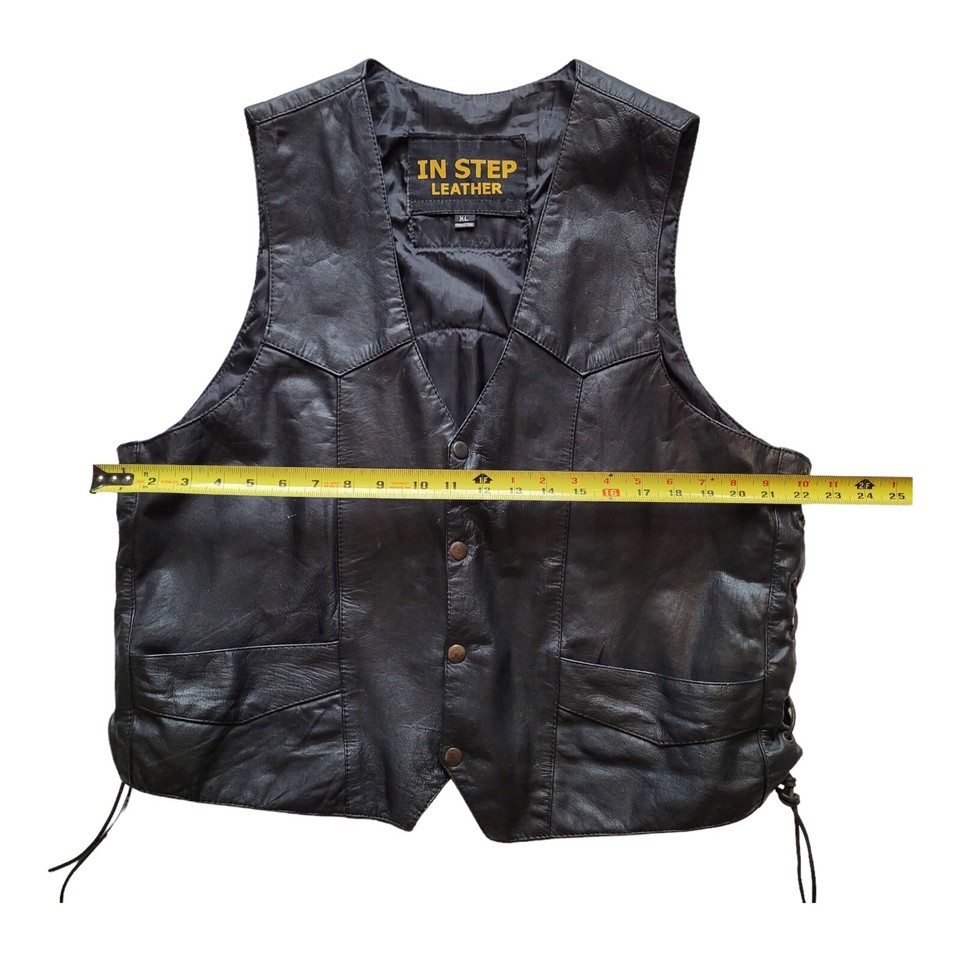 In Step Leather Motorcycle Biker Vest Embroidered Buffalo - USA ...