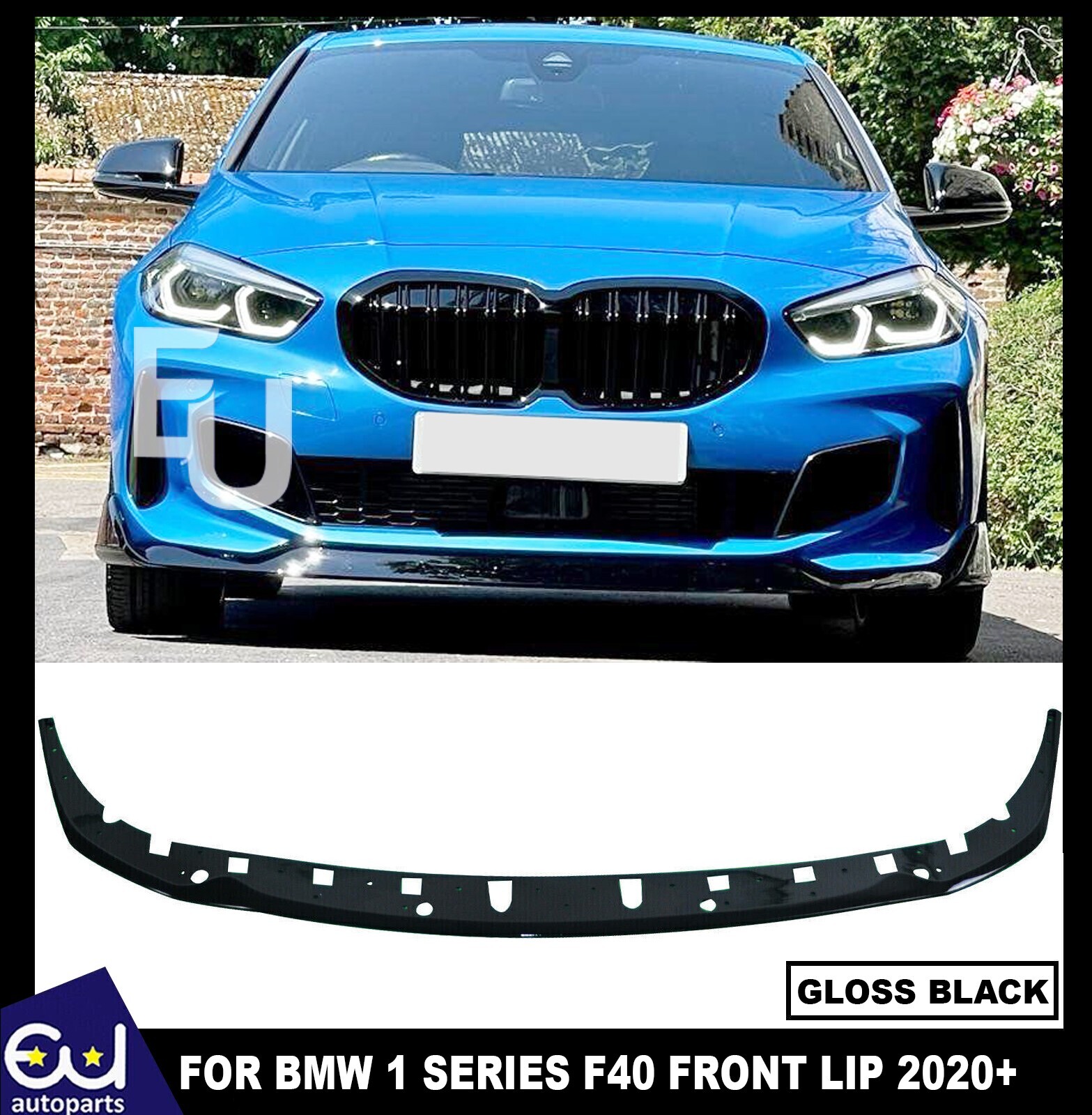 FOR BMW 1 SERIES FRONT LIP SPOILER SPLITTER GLOSS BLACK F40 2020+ NEW ...