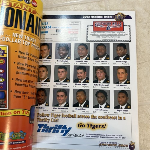 2002 LSU Alabama Football Program & Ticket Tiger Stadium Nick Saban Era ...