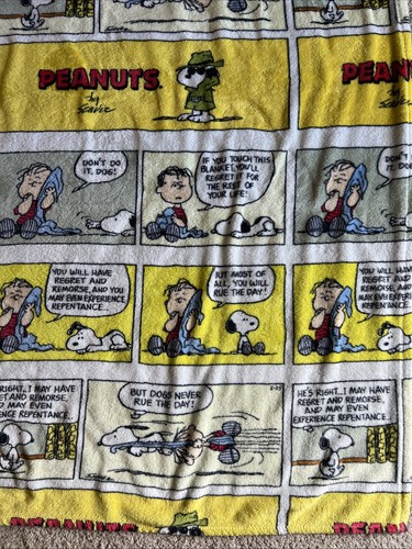 Peanuts Throw Blanket 2017 Comic Strip 52x69 Snoopy Linus Charlie Brown ...