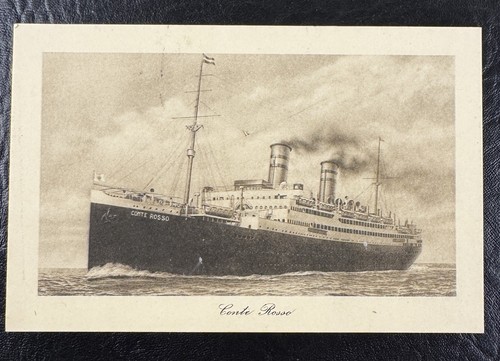 TRANSATLANTIC OCEANLINER CONTE ROSSO VINTAGE POSTCARD SUNK DURING WWII ...