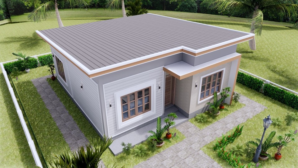 27x30 Feet Small House Plan 8x9 Meter 2 Beds 1 Bath Shed Roof PDF (A4 ...