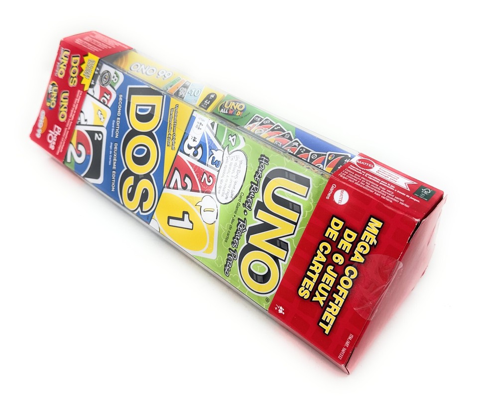 NEW Mattel UNO Mega Pack Ono 99, DOS, Phase 10, UNO All Wild, 6 Card ...