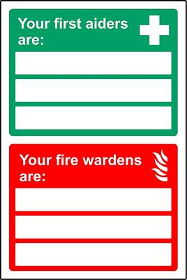 Multi sign Your first aiders are and your fire wardens are Safety sign ...