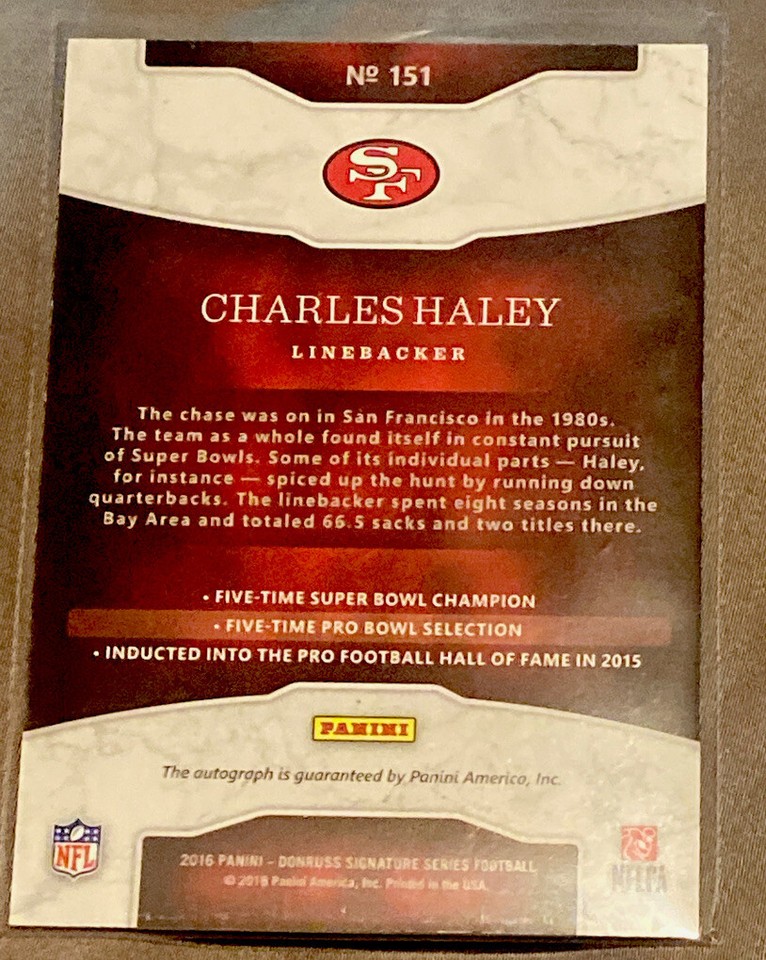 Charles Haley 2016 Donruss Signature Series Autograph Gold Auto 2/2 | eBay