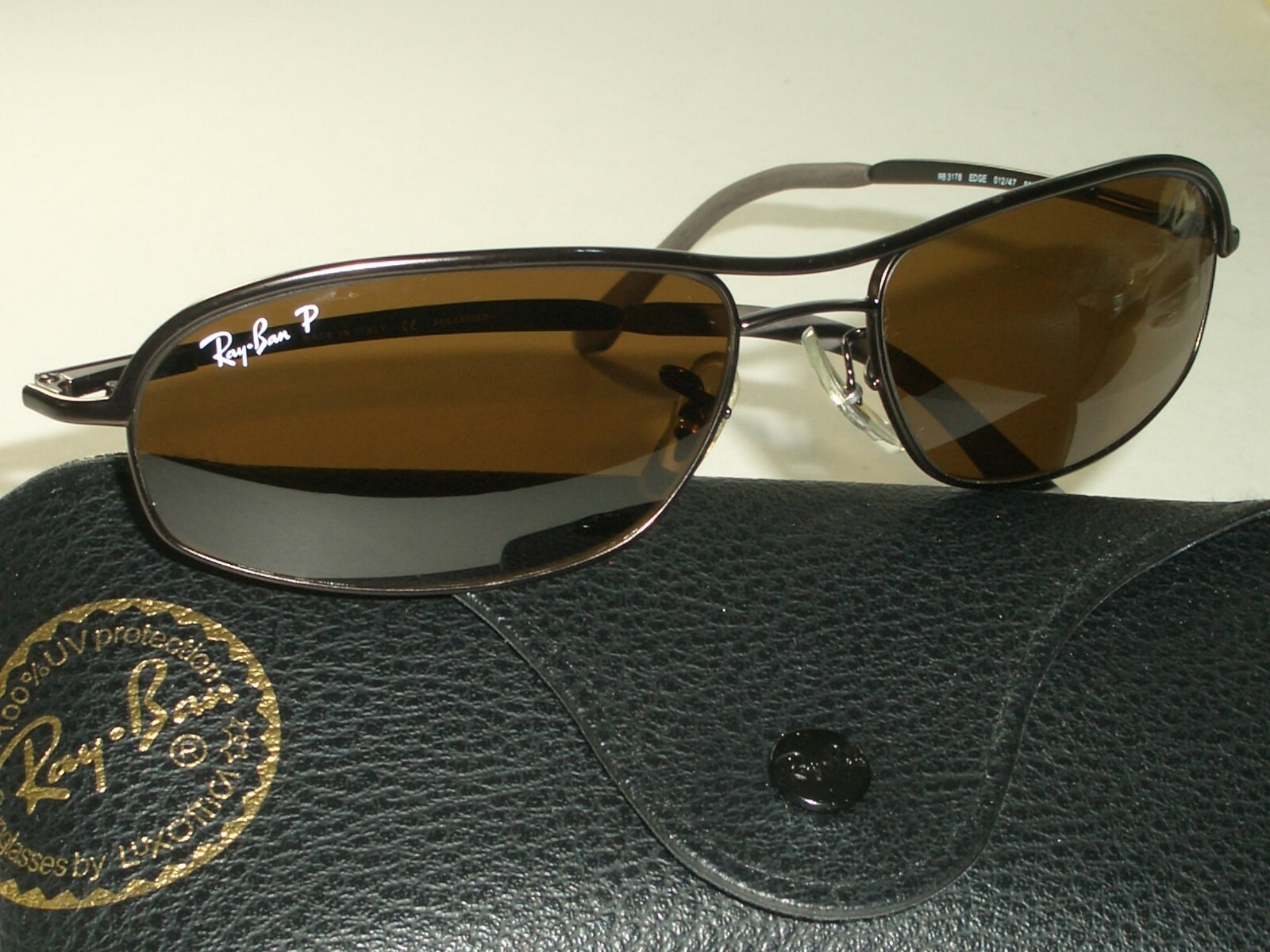 RAY-BAN RB3178 EDGE 012/47 59mm Bronze Wrap POLARIZED METAL WRAPS ...