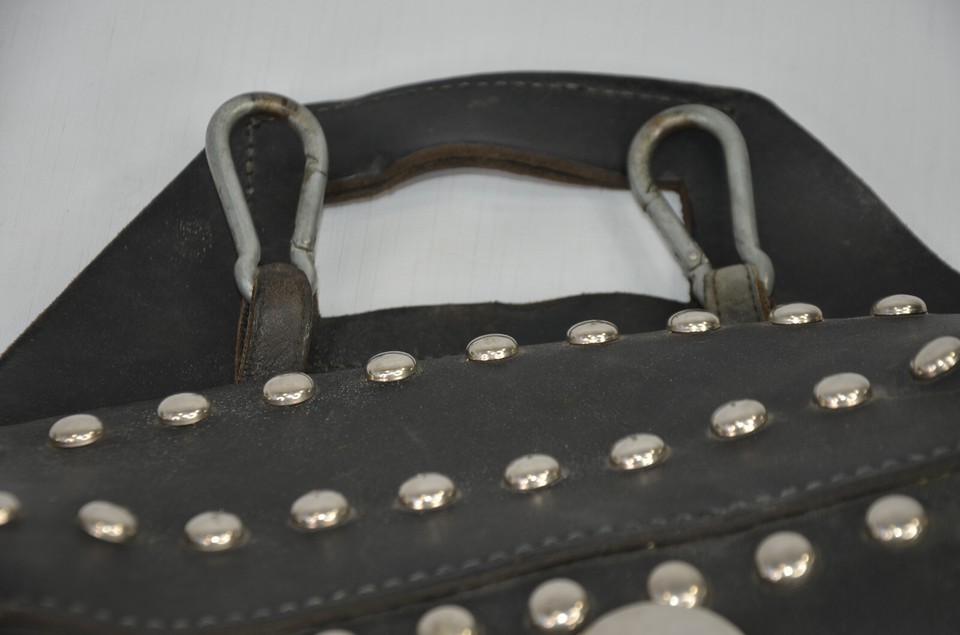 Vtg Harley Saddlebags Throw-over Thick Leather USA Made Studs Panhead ...