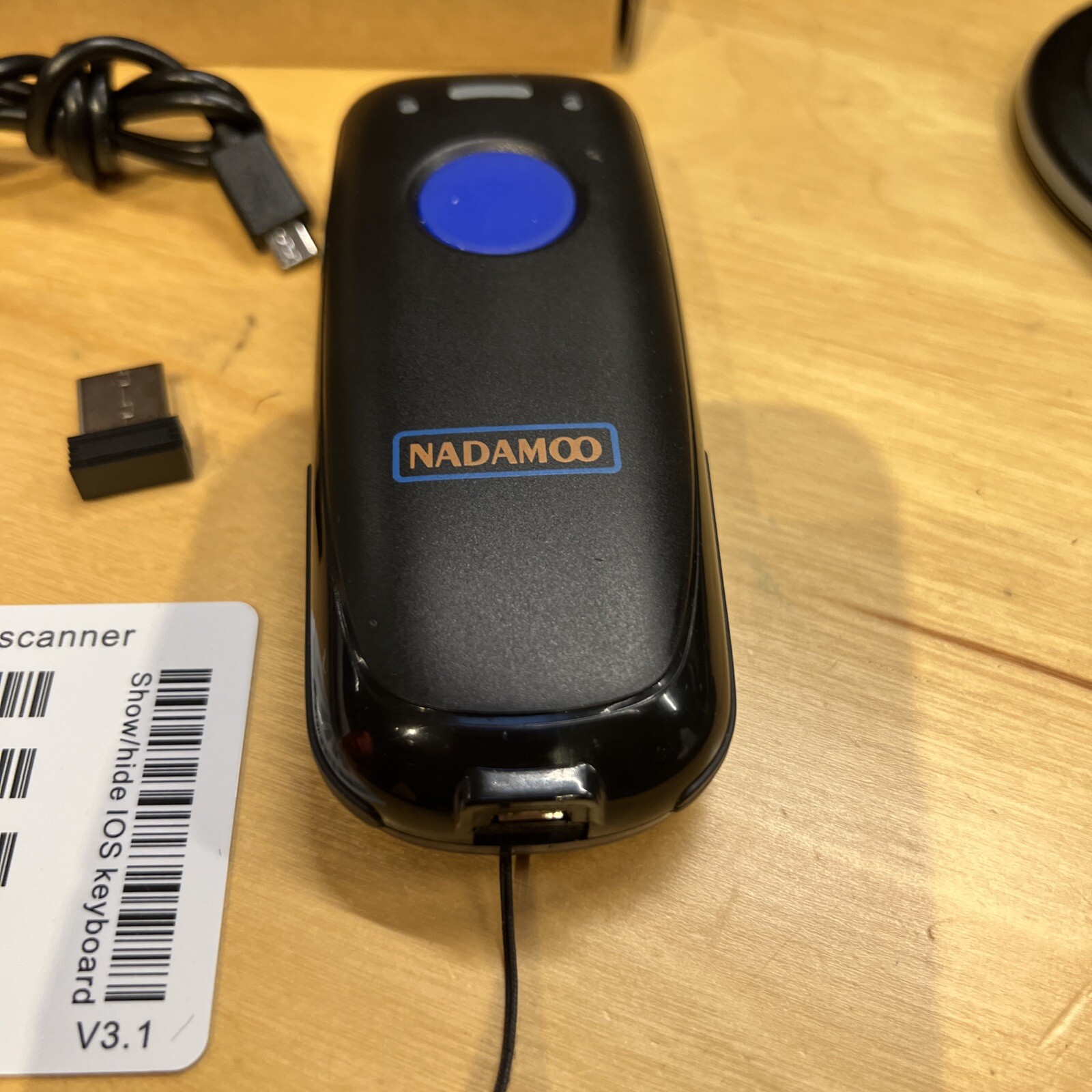 Nadamoo Bur3076 Mini Wireless Barcode Scanner & Base Portable USB Image ...