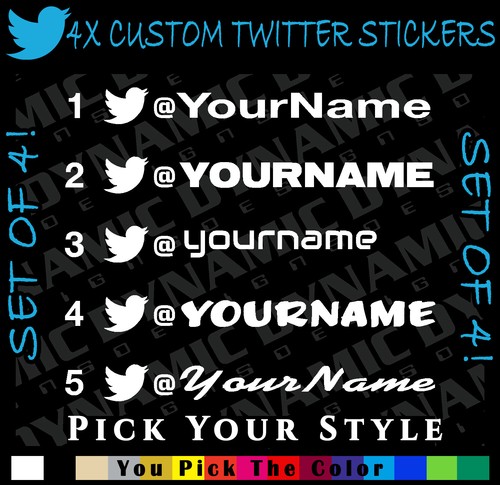 (4)x Custom Twitter Stickers username your name vinyl decal sticker JDM ...
