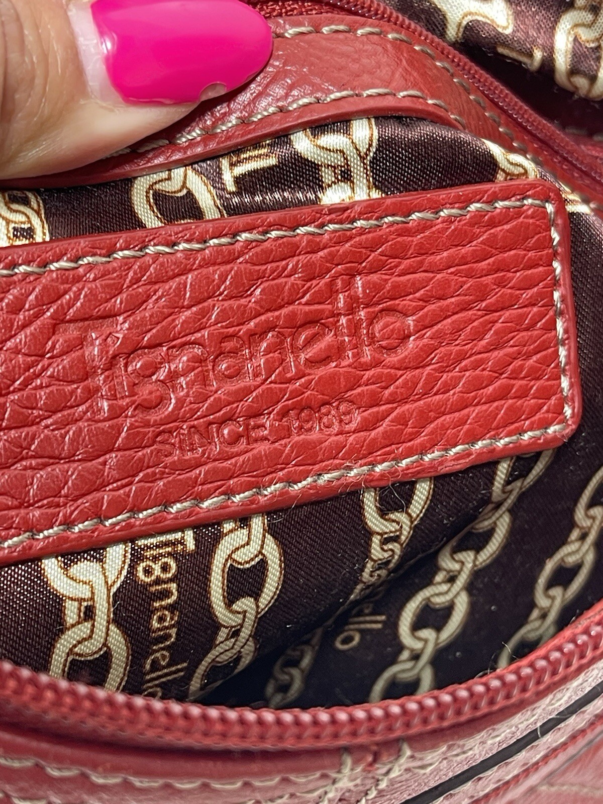 Tignanello Red Pebbled Leather Shoulder Handbag | eBay