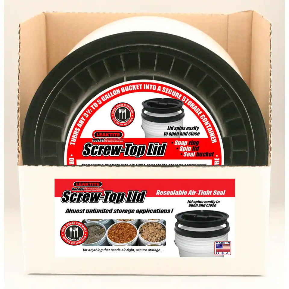 2 Pack Screw Top Bucket Lid With 2 Gaskets Fits 5 & 3.5 Gal. Black ...