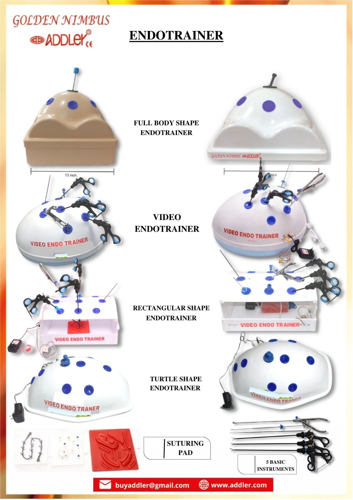 ADDLER LAPAROSCOPY SIMULATOR MODEL ENDO TRAINER WITH HD ZOOM CAMERA 6 ...