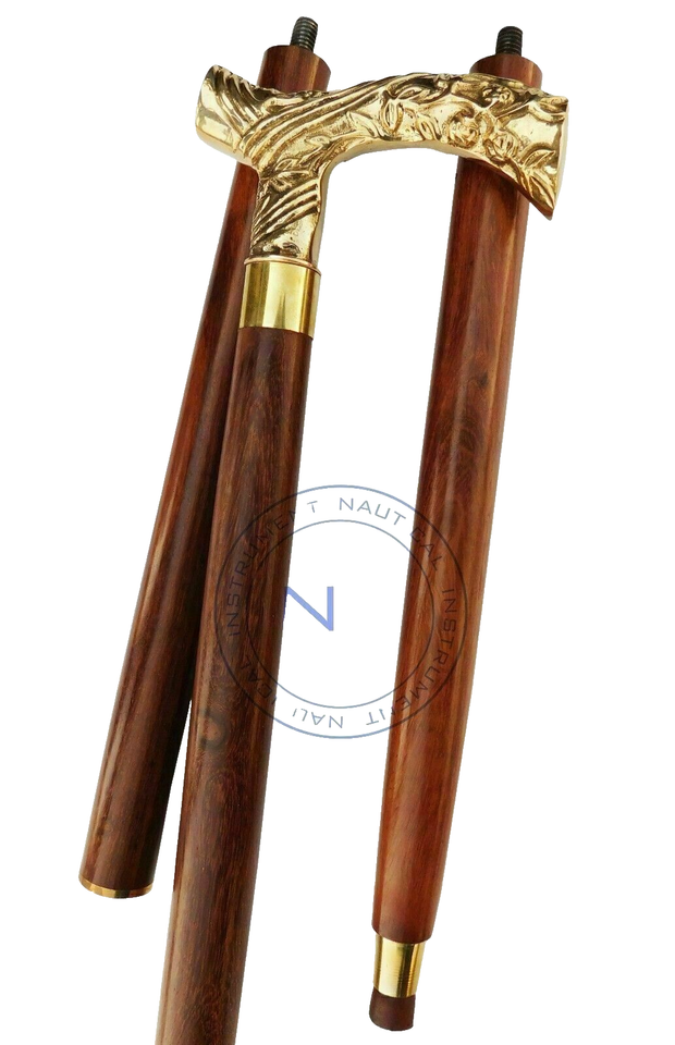 Brass Designer Handle Wooden Walking Stick Cane Victoria Wands Antique ...