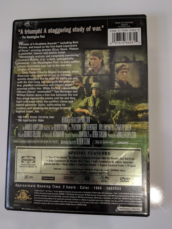 Platoon DVD | eBay