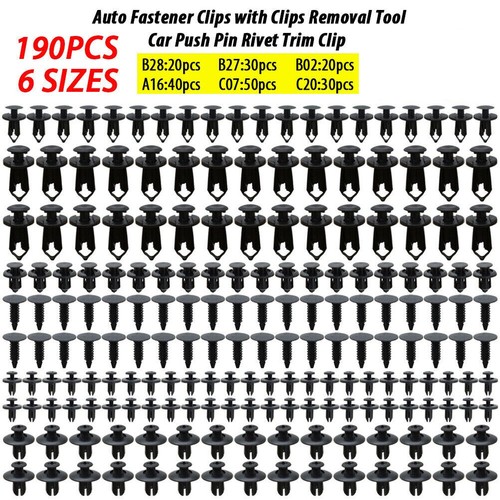 190x Bumper Clips Rivet FENDER TRIM Car Auto Push Pin FASTENER PANEL ...
