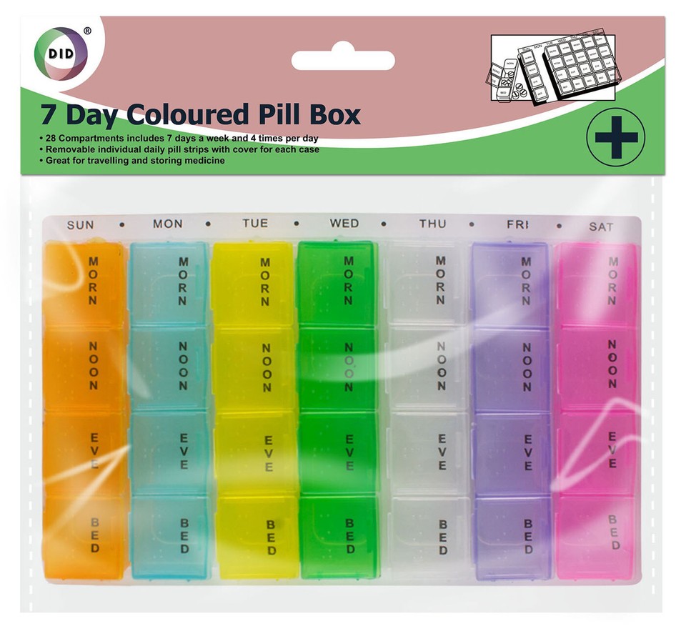 7 Day Pill Box Organiser Tablet Medicine Storage 28 Compartment ...