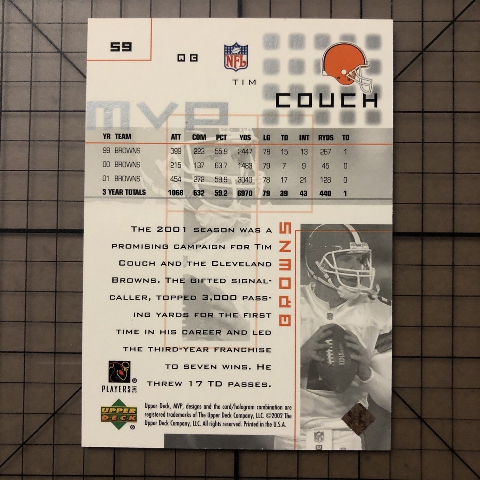 2002 Tim Couch 033/100 Cleveland Browns "MVP" Upper Deck #59 | eBay