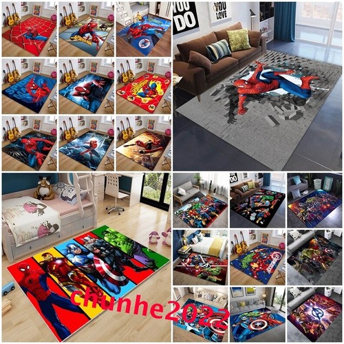 Marvel Avengers Spiderman Non-Slip Floor Rugs Carpets Bedroom Home Mats ...