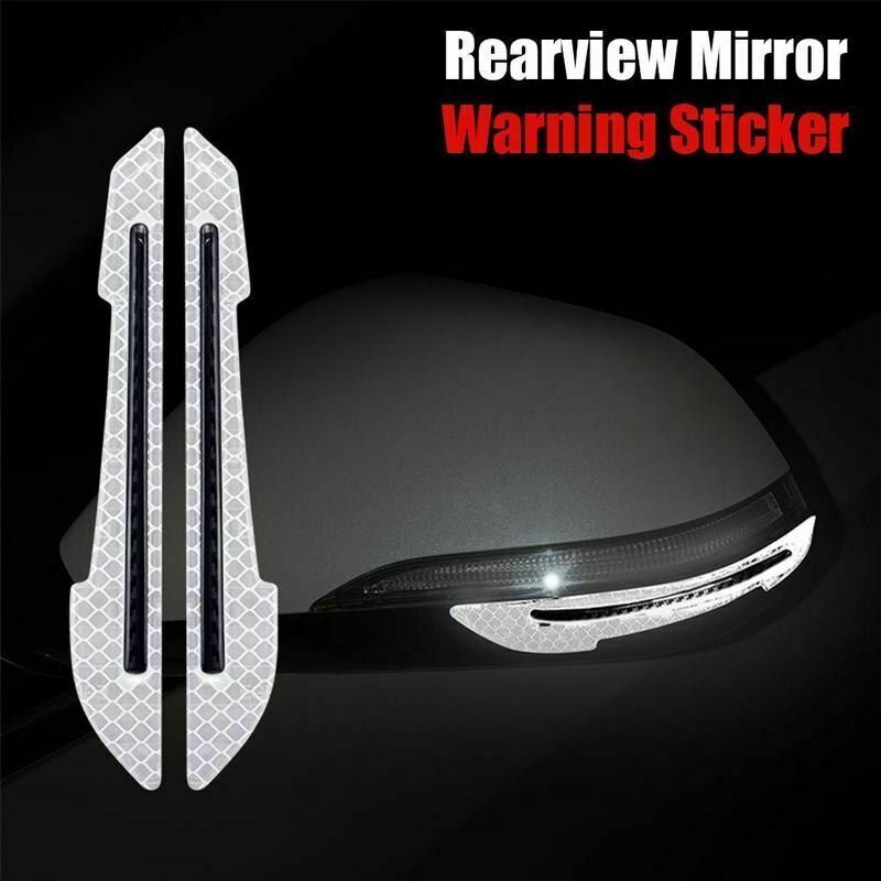 2x Car Reflective Carbon Fiber Car Side Mirror Warning Decal Sticker ...