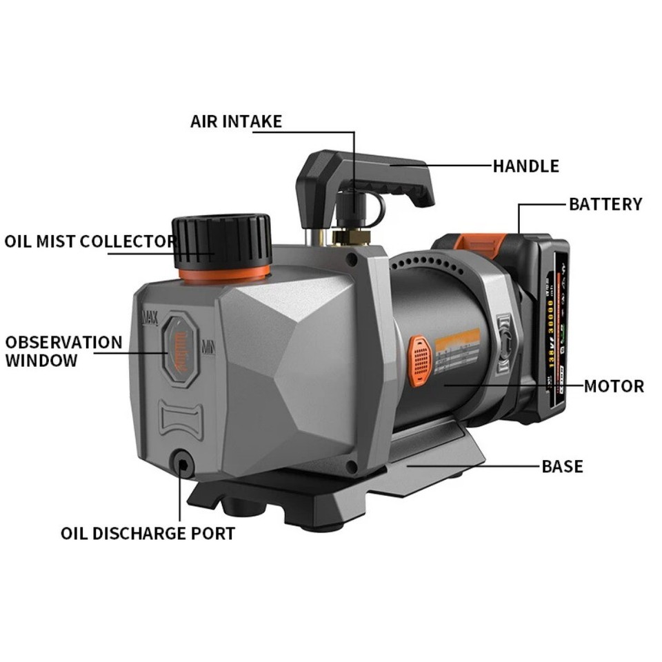 Portable Refrigerant Vacuum Pump 18V Air Conditioning Charging Wireless ...