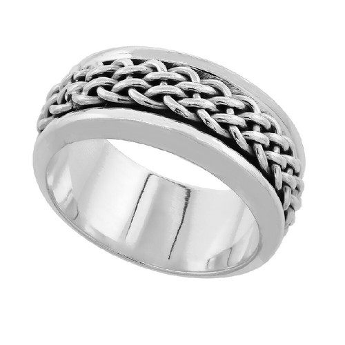 Handmade Sterling Silver Woven Design Center Spinner Ring | eBay