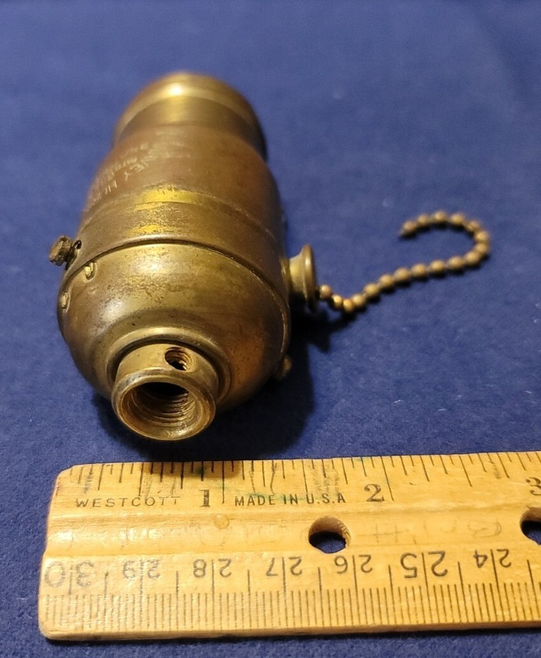 ANTIQUE HARVEY HUBBELL BRASS SOCKET ACORN PULL CHAIN Possibly for ...