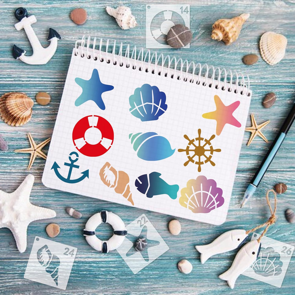 70Pcs Ocean Stencils for Painting on Wood & Canvas - Summer Beach ...