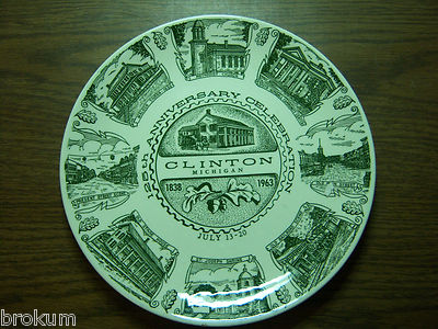 VINTAGE 1963 CLINTON MICHIGAN PLATE CELEBRATING 125th ANNIVERSARY 1838 ...