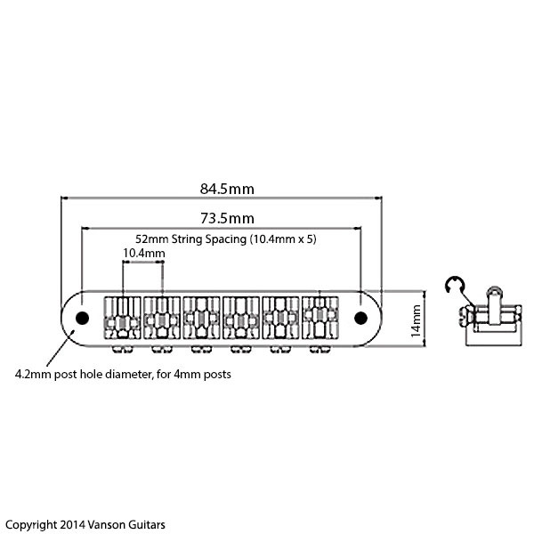 NEW Vanson Roller Saddle Bridge for Gibson Les Paul, SG, ES Dot ...