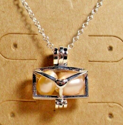 "Letter/Envelope" Cage, With Two Pearls and A Silver Necklace | eBay