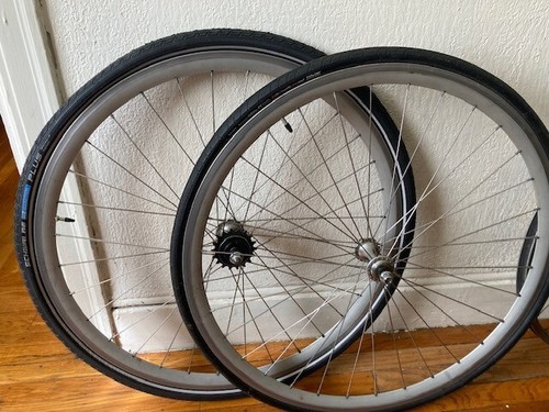 700c Campagnolo Single Speed Wheelset Silver Velocity Deep Vs Schwalbe ...