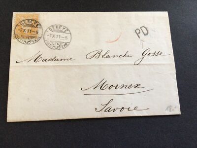 Switzerland 1871 Geneva to Reignier France postal cover 62883 | eBay
