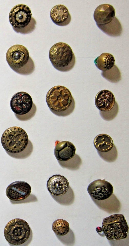 54 Vintage Antique Victorian BUTTON Lot Brass Metal Picture Steel Cut ...