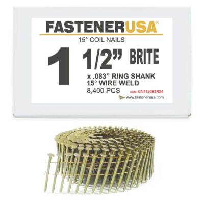 1-1/2" x .083 RING BRITE COIL NAILS 15-DEG WIRE 8,400ct | CN112083R24 ...