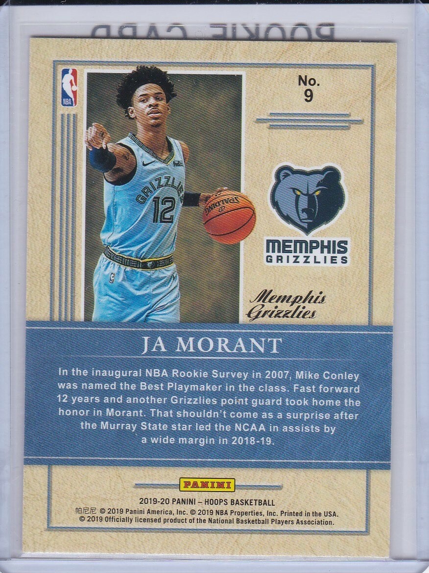 JA MORANT ROOKIE CARD Memphis Grizzlies 2019 Draft Class Basketball NBA ...