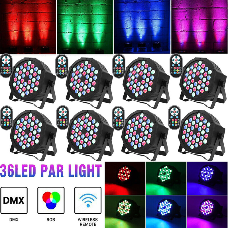 36LED RGB Par Can Light 108W Strobe Stage Effect Lighting Party Disco ...