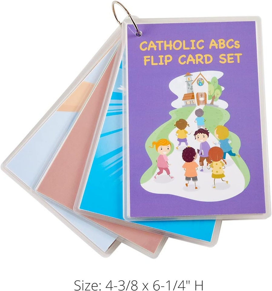 Catholic ABC Jumbo Flip Cards with Keyring, Educational Flash Card Set ...