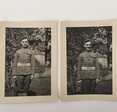 Vintage Snapshot Photographs Uniformed Smiling Young Man WWI Soldier ...