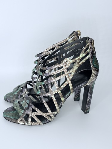 Hermes Multicolor Python Open Toe Cage Sandals Pumps Shoes EU 36 Heels ...