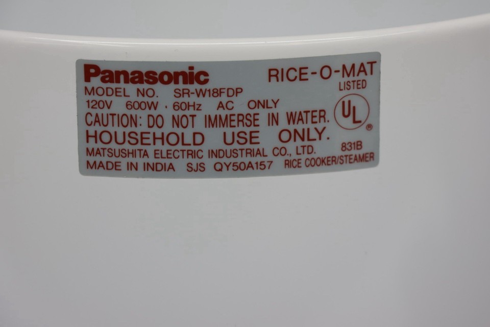 VTG Panasonic SR-W18FDP Electric Rice-O-Mat 10 Cup Rice Cooker ...