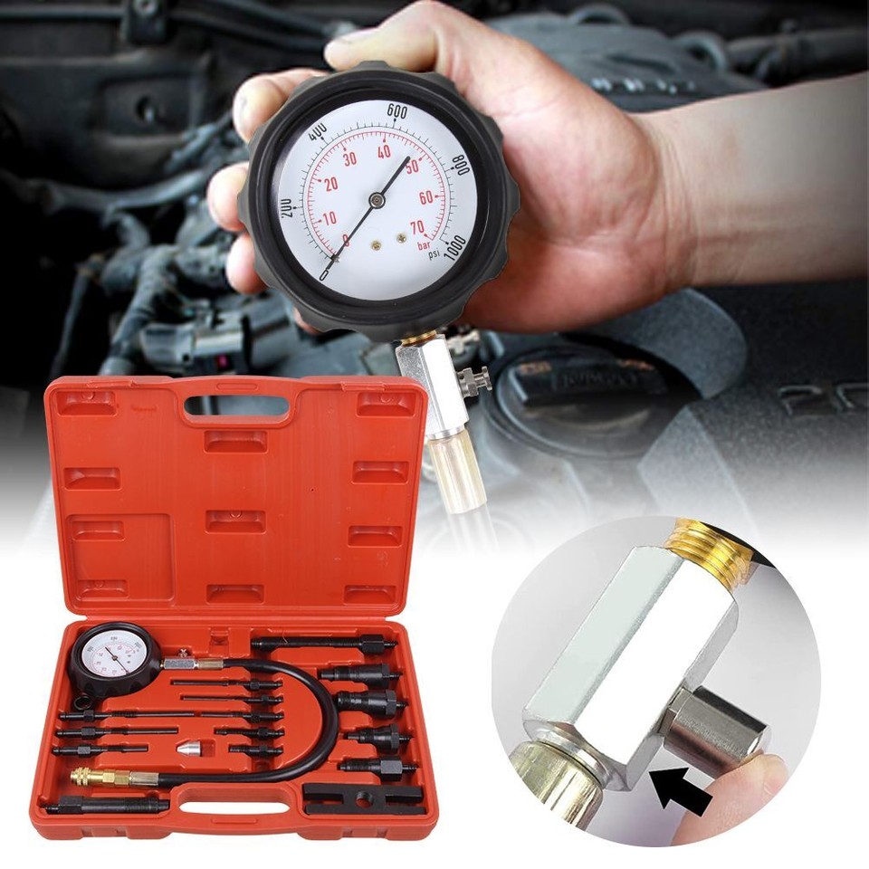 17pc Diesel Engine Compression Pressure Tester Injector Glowplug Valves ...