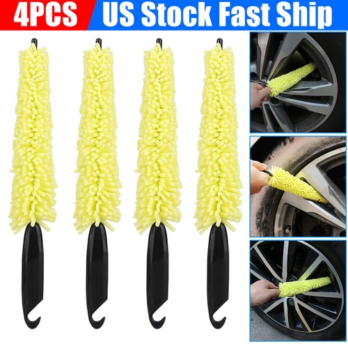 4PCS Car Detailing Cleaning Brush Tire Rim Washing Scrub Wheel Cleaner ...