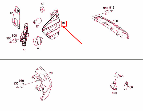 OEM Mercedes-Benz Gl-class X164 Rear Left Taillight A1648204164 Genuine ...