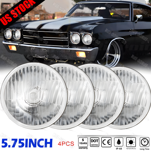 4PCS 5.75" 5-3/4 inch LED Headlights Hi/Lo Beam DRL for Chevy Chevelle ...